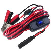China SAE to Alligator Clip Battery Cable with Fuse and Switch 12V/24V - 10A/15A Current, 30cm-1m Length Options for sale