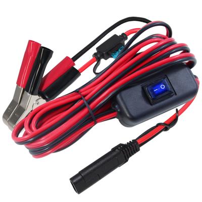 China SAE to Alligator Clip Battery Cable with Fuse and Switch 12V/24V - 10A/15A Current, 30cm-1m Length Options for sale