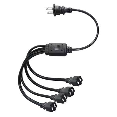 China NEMA 1-15P Flat Plug Power Splitter 4 Outlet 125V 15A 16AWG for sale