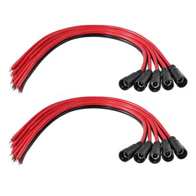 China DC Female Jack to Tinned Wire Power Cable 5.5x2.1mm 5.5x2.5mm 12V 24V 22AWG for sale