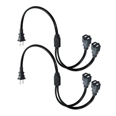 China NEMA 1-15P to 1-15R 2-Prong Extension Cord 125V 15A Copper PVC for sale