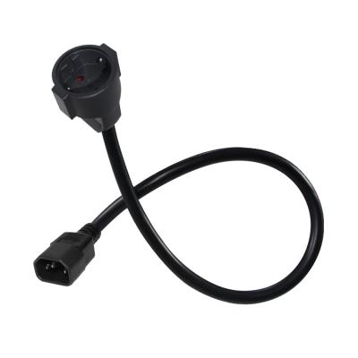 China IEC C14 to Schuko Female Power Adapter Cable 10A 250V H05VV-F 3G 30cm for sale