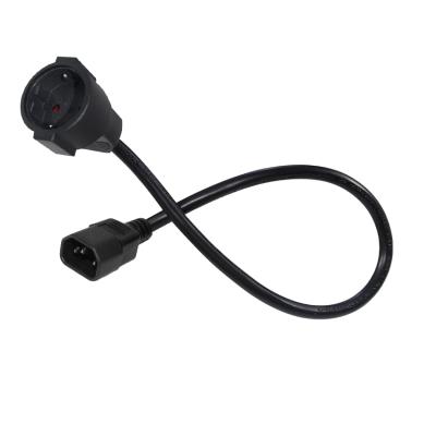 China IEC C14 to Schuko Female Power Adapter Cable 10A 250V 30cm H05VV-F for sale