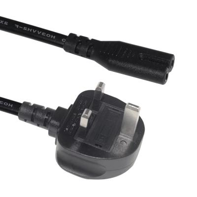 China UK 3-Pin to C7 Power Cord 13A Fuse 1.8m Black Figure 8 Cable for sale