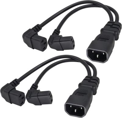 China C14 to Dual Right Angle C13 Power Splitter Cable 16AWG 10A 250V for PDU Server Rack for sale