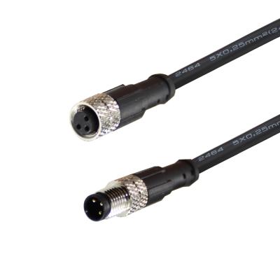 China M12 3Pin Shielded Copper Power Cable 5m for Monitor Industrial Extension Cord for sale