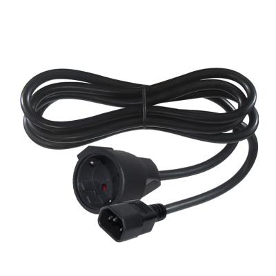 China VDE CE Approved IEC C14 to Schuko Adapter Cable H05VV-F 3G1.0mm² 10A 250V for sale