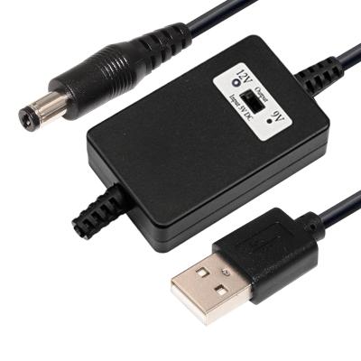 China USB to 9V 12V DC Power Converter Cable 5.5x2.1mm Step Up Boost Adapter for Router Camera Modem for sale