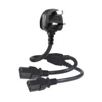 China BSI UK Plug to 2xC13 Power Splitter Cable 1.5mm² 3A Fuse 1m for sale