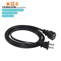 China NEMA 1-15P to 1-15R Power Extension Cord 18AWG 10A 125V Black 2 Prong AC Cable for sale