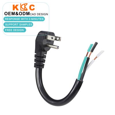 China NEMA 5-15P US 3-Prong AC Power Plug to Half-Stripped Cord Assembly 18 AWG for Custom Wiring for sale