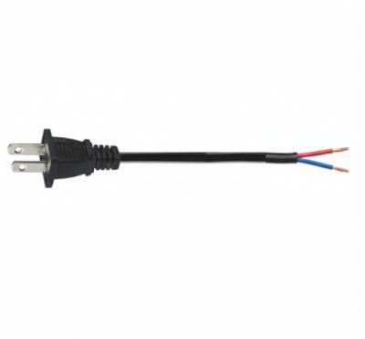 China NEMA 1-15P Power Cord 10A 125V SPT-2 18AWG 2-Prong AC Extension Cable with Stripped Wire Ends for Lamps Fans for sale