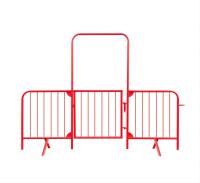 China 5FT Temporary Pedestrian Crowd Control Steel Barrier Red Color Metal Fencing for sale