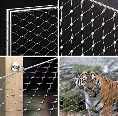 China SS316 Woven Flexible Stainless Cable Mesh For Bird Aviary Zoo Enclosure Slope Protection for sale