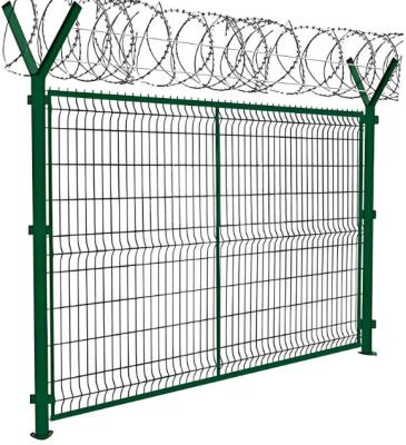 China High Density Mesh Metal Frame For Airport Railway Prison House Y Post With Barbed Wire for sale