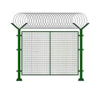 China High Security Welded Y Post Metal Fence With Razor Wires For Airport And Prison Perimeter Protection for sale