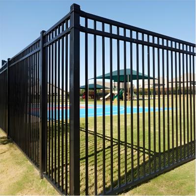 China Outdoor Residential Powder Coated 6 Feet Metal Steel Flat Top Fence for sale