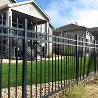 China 3Rails Corrosion Proof Black Tubular Steel Fence Low Maintenance Garden Fence for sale