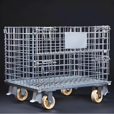 China Foldable Heavy Duty Wire Mesh Storage Cage With Wheels for Industrial Use for sale