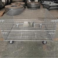 China Folding Lockable Mesh Container Wire Storage Cage Galvanized For Warehouse for sale