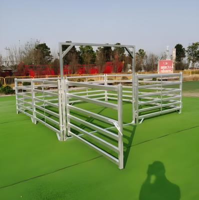 China Hot Dipped Galvanized 6 Rails 10 Foot High Heavy Duty Cattle Fence Panel for Livestock Corral for sale