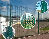 China Decorative RAL6005 PVC Coated 6FT High V Mesh Security Fence Panel 50x200mm Hole 3D Curved Garden Perimeter System for sale