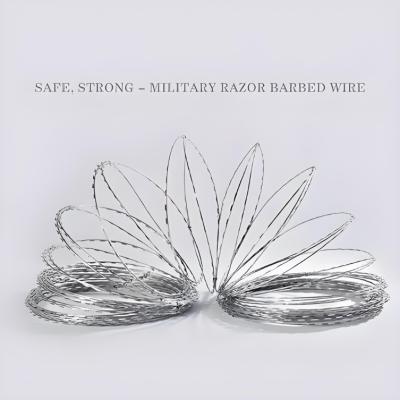 China CBT-65 Galvanized Razor Barbed Wire with 500mm Outer Diameter for Secure Perimeter Fencing for sale