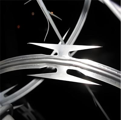 China CBT-65 Hot Dipped Galvanized Razor Barbed Wire with 500mm Outer Diameter for Border Protection for sale