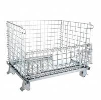 China Fold Down Knockdown Collapsible Wire Mesh Storage Cage with Half Drop Gate and Hot-Dip Galvanized Finish for sale