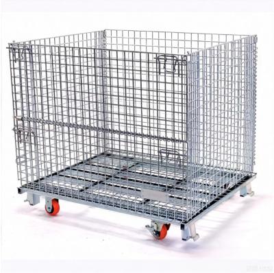 China Hot-Dip Galvanized Wire Mesh Storage Cage 1000x200x840mm Anti-Rust Fold Down Knockdown for sale