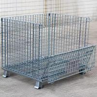 China Fold Down Knockdown Collapsible Wire Mesh Storage Cage with Half Drop Gate and Hot-Dip Galvanized Finish for sale