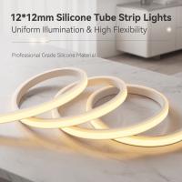 China 12m × 12m Warm White 3000K IP65 Waterproof LED Neon Rope Light Flexible Silicone Neon Strip for Outdoor Use for sale