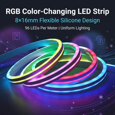 China 12V Low Voltage Waterproof IP65 Flexible Silicone RGB Neon Strip Running Chasing Light for Outdoor DIY for sale
