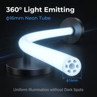 China Monochrome 360° Illumination 16mm Round Tube LED Circular Light Guide Neon Strip Silicone Sleeve, 5mm Plate Width for sale