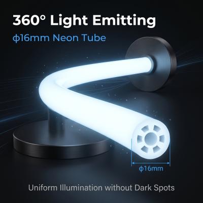 China Monochrome 360° Illumination 16mm Round Tube LED Circular Light Guide Neon Strip Silicone Sleeve, 5mm Plate Width for sale