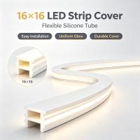 China 16×16mm Flexible Silicone LED Neon Channel with Milky White Diffuser Cover Fits LED Strips Up to 10mm Wide for DIY Cabinet Lighting for sale