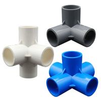 China Three Dimensional PVC Drainage Pipe Fittings Four Way Right Angle Plastic Joint for sale