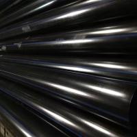 China HDPE Water Supply Pipe 90-630mm OD SDR26-SDR11 Black with Blue Lines Hot Melt Connection for sale