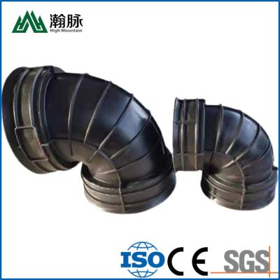 China HDPE Double Wall Corrugated Pipe Elbow 45 Degree 300mm OD with Rubber Ring for Drainage for sale