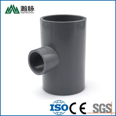 China Grey PVC Pipe Reducing Tee DN20 to DN90 Custom Sizes for Plumbing Systems for sale