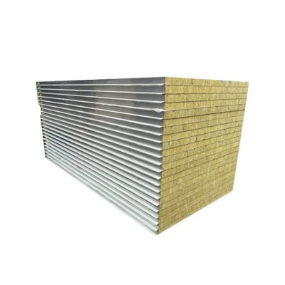 China Soundproof Thermal Insulation Wall Rock Wool Sandwich Panel Metal Building Materials for sale