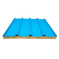 China Color Steel Rock Wool Sandwich Board For Roof Thermal Insulation 950mm 1150mm for sale