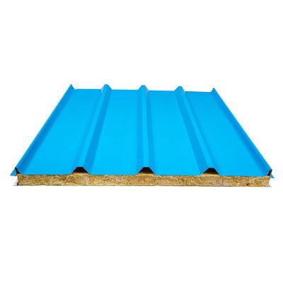 China Color Steel Rock Wool Sandwich Board For Roof Thermal Insulation 950mm 1150mm for sale