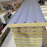 China Color Steel Rock Wool Sandwich Board For Roof Thermal Insulation 950mm 1150mm for sale