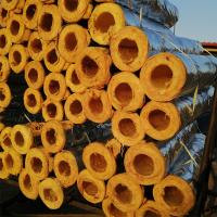 China 64kg/m3 Glass Wool Tube With Aluminum Foil Steam Pipe Insulation 25mm Thick for sale