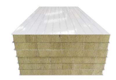 China Heat Insulation Industrial Exterior Wall Rock Wool Sandwich Panel Sound Insulation And Fire Protection for sale