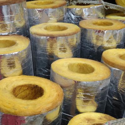 China 50mm Yellow Glass Wool Thermal Insulation Tube Boiler Pipe Insulation for sale