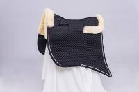 China Genuine Australia Sheepskin Dressage Saddle Pad 8 Pockets System With Inserts And Colourful Piping for sale