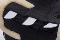 China Genuine Australia Sheepskin Dressage Saddle Pad 8 Pockets System With Inserts And Colourful Piping for sale