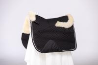 China Sheepskin DR saddle pad high withers with colour piping decoration 8 pockets system with inserts Genuine Australia sheepskin A grade for sale